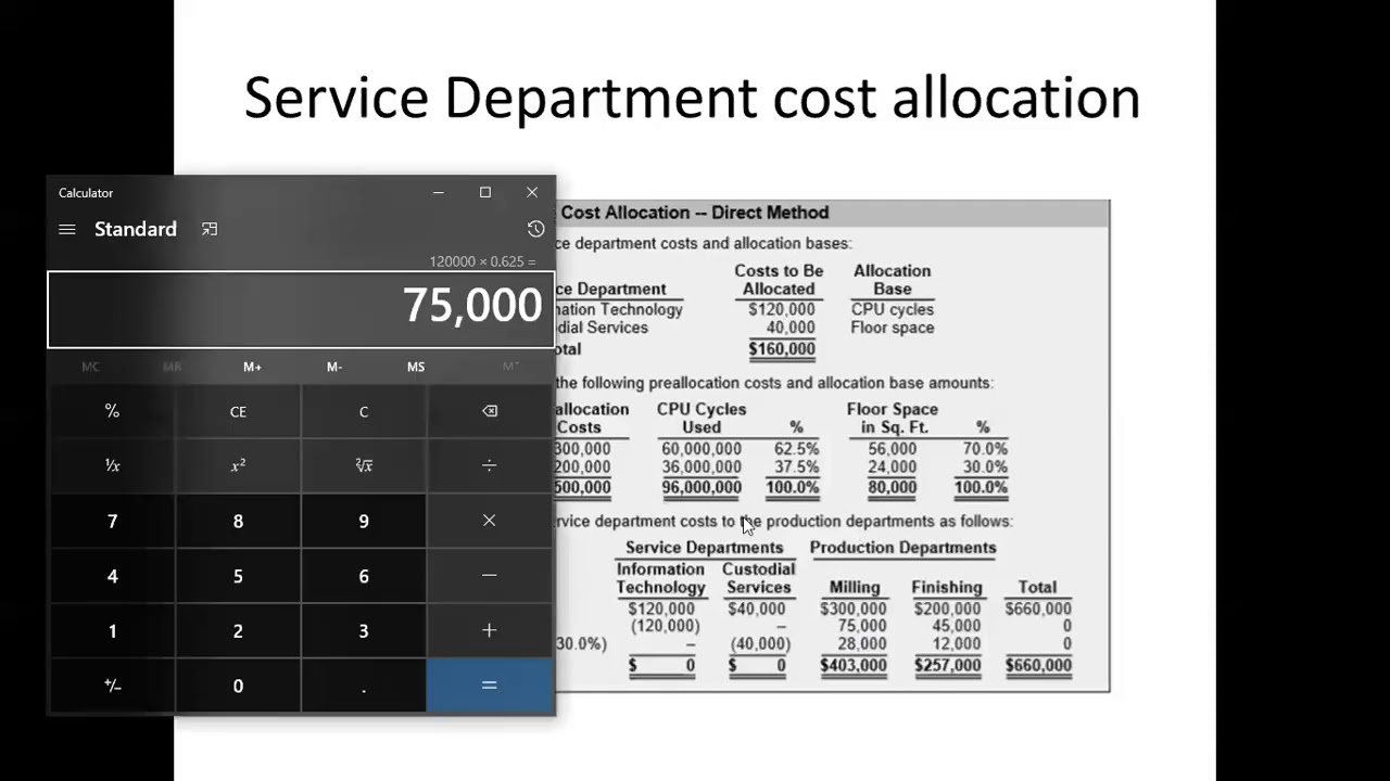 lecture 9 (Allocating service department cost on production departments ...