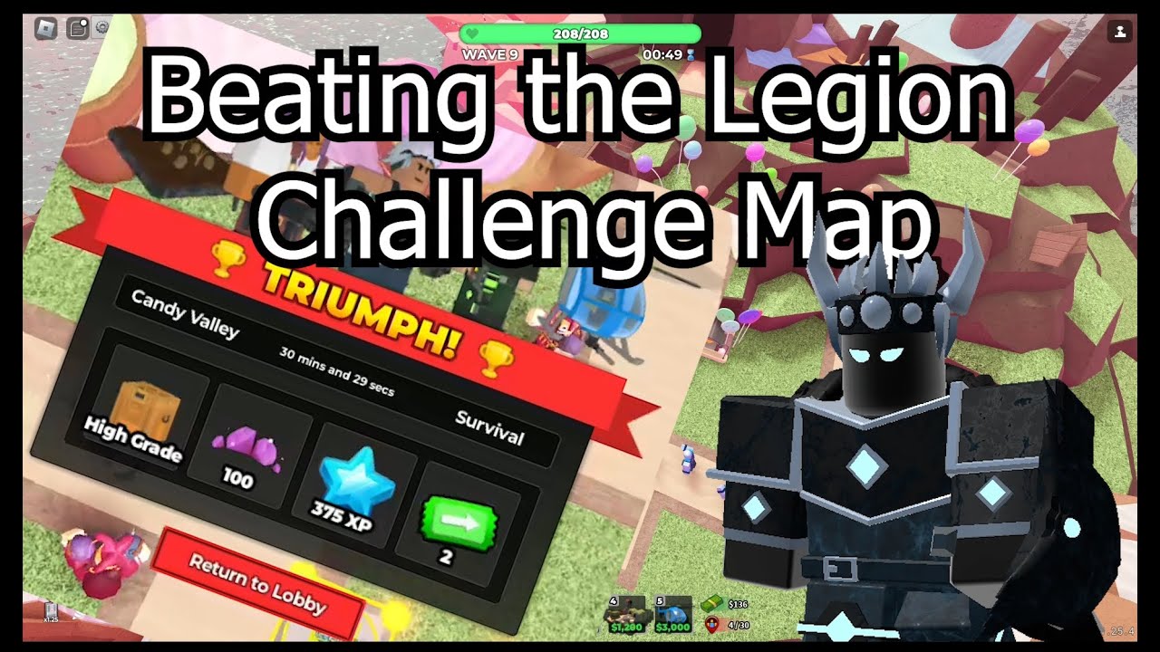 Beating the Legion Challenge Map in Tower Defense Simulator - YouTube