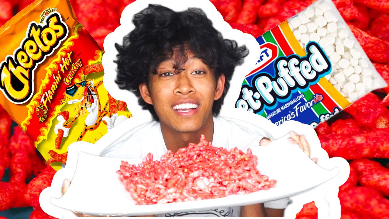 DIY Hot Cheetos Krispies!! Taste test Sweet & Spicy!! - YouTube
