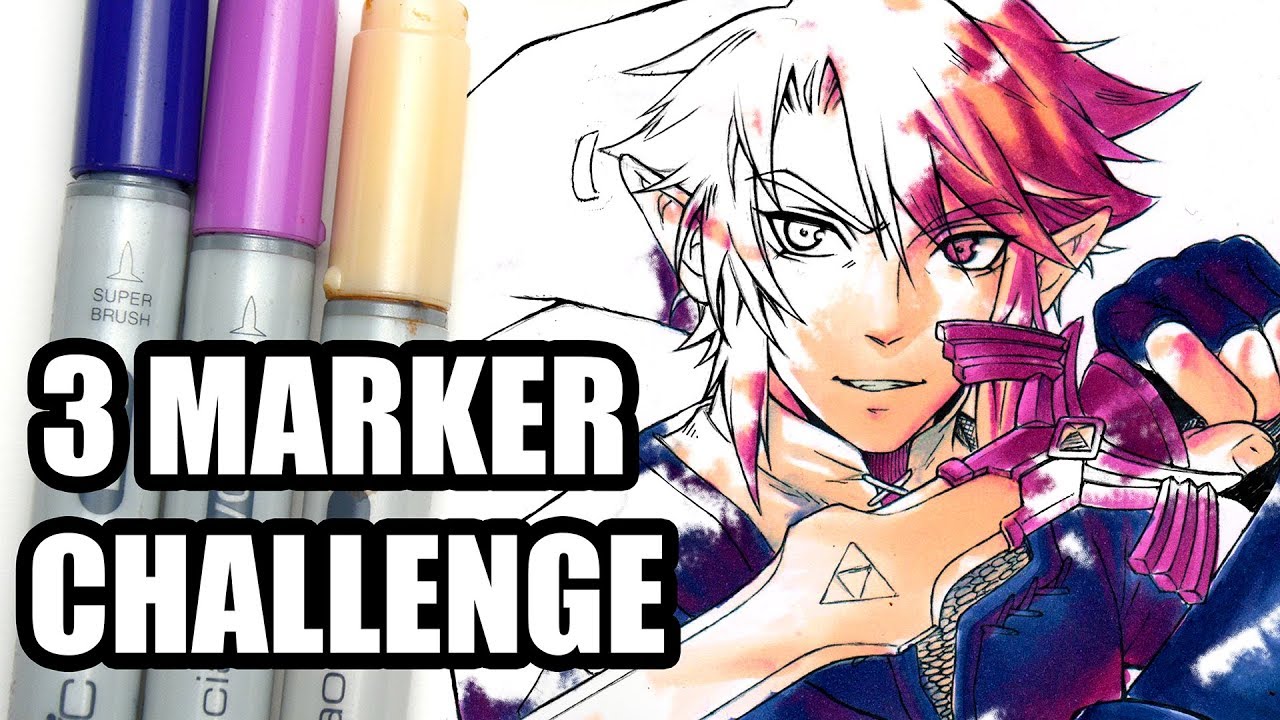 【3 MARKER CHALLENGE】Link from The Legend Of Zelda - YouTube