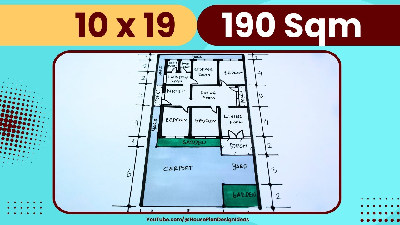 190 square meter House Plan Design 10x19 meters 3 Bedroom - YouTube