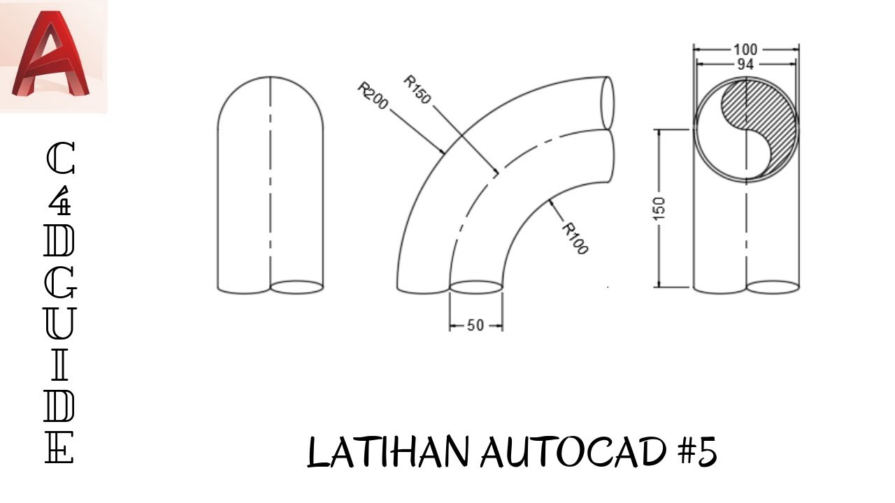 TUTORIAL AUTOCAD BAHASA INDONESIA - MEMBUAT ELBOW 90 - YouTube