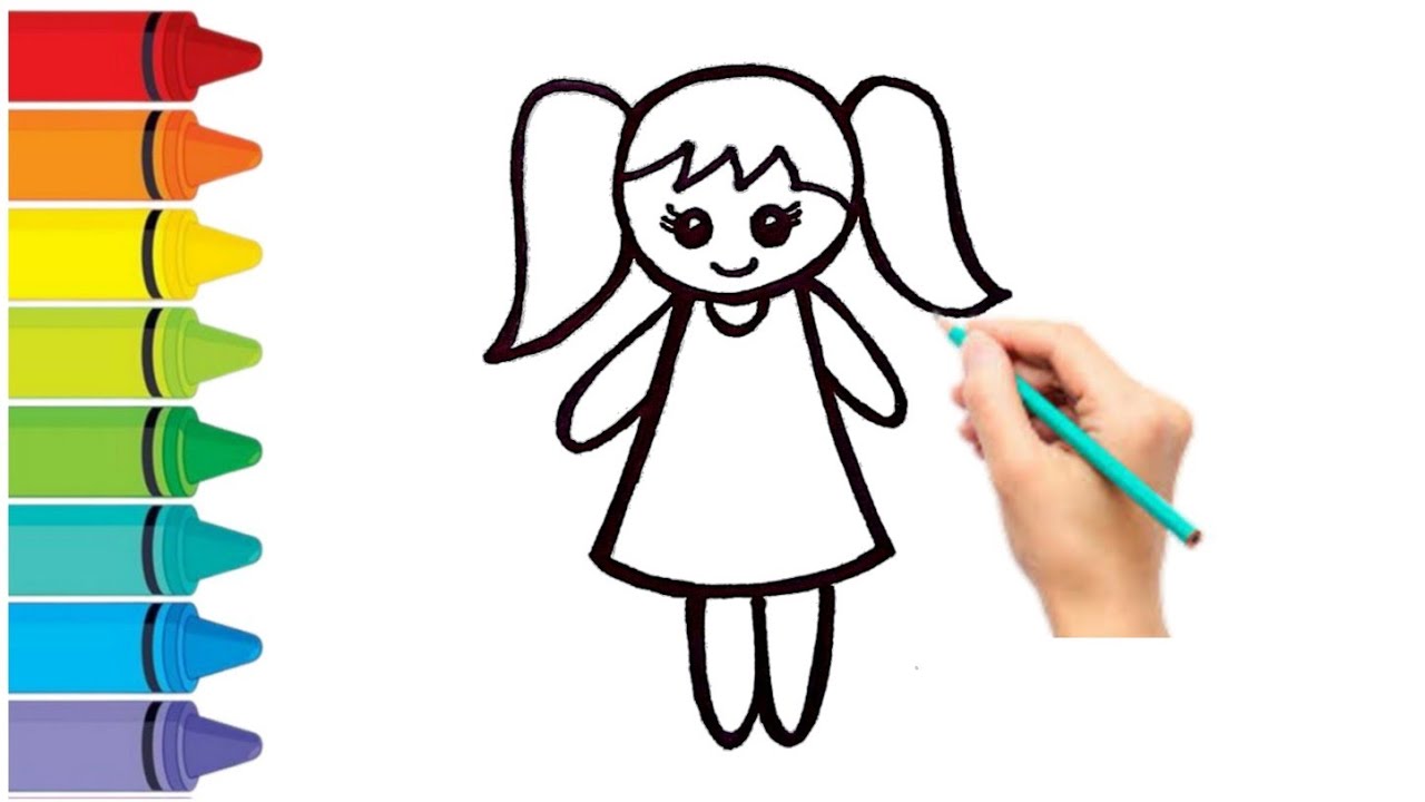 Drawing a cute girl step by step for preschool children| Easy drawing ...