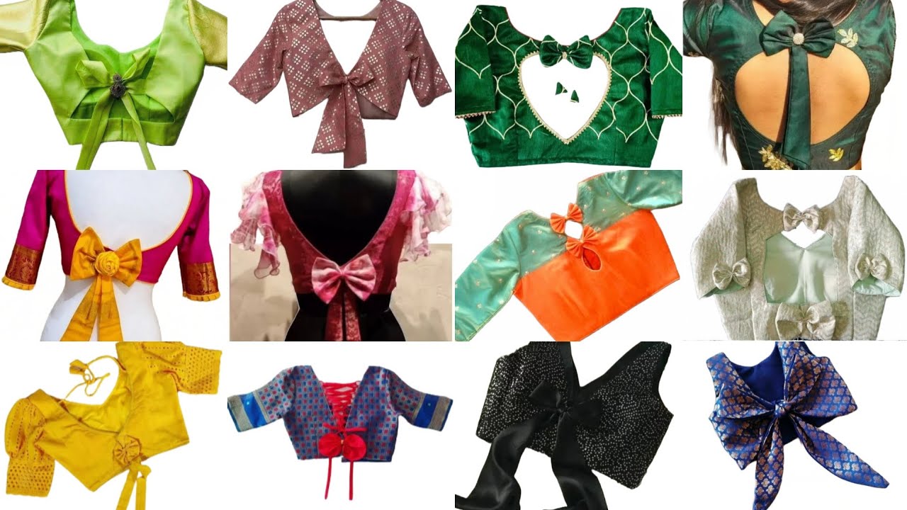 New model blouse neck design with bow ll blouse designs with bow ll ...
