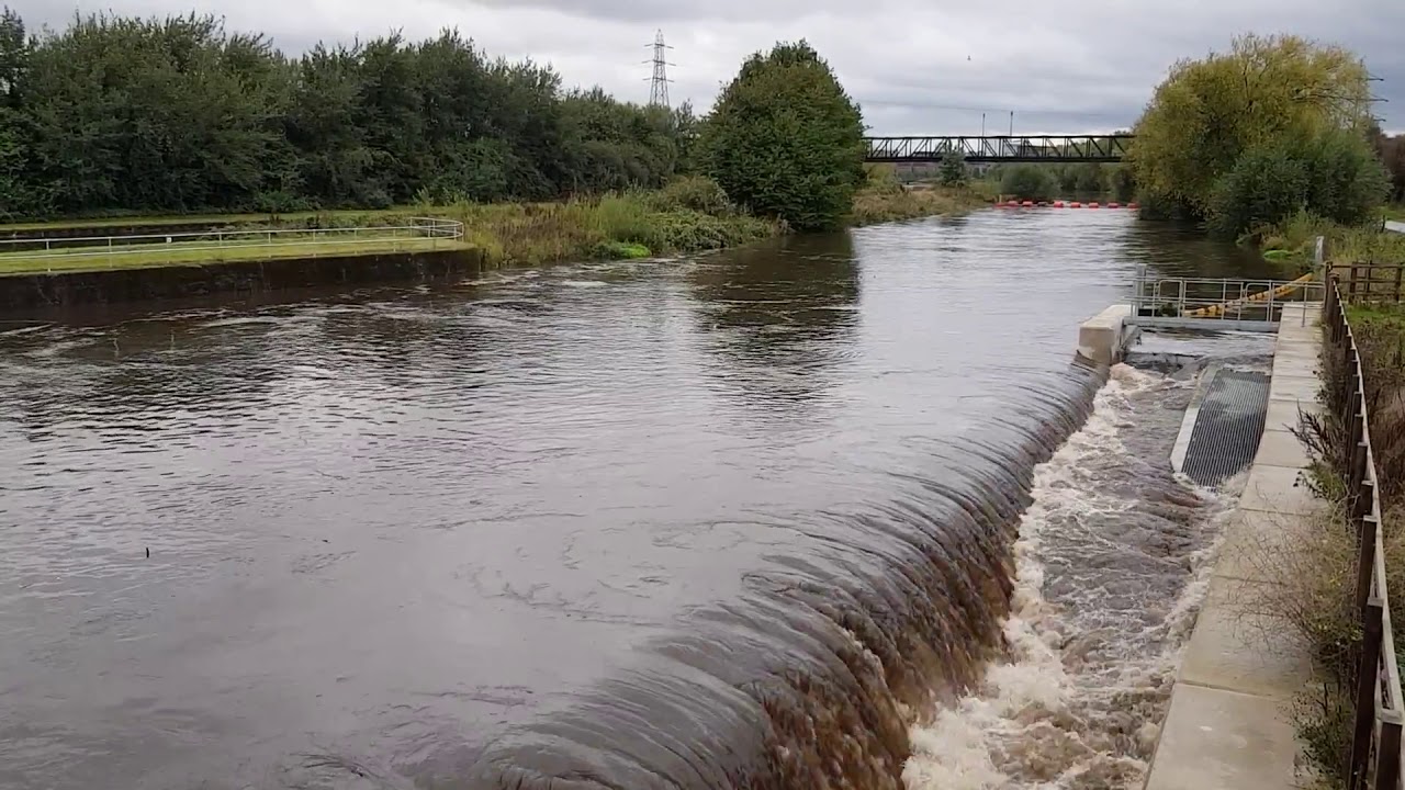 Knostrop Flood Lock after a storm - YouTube