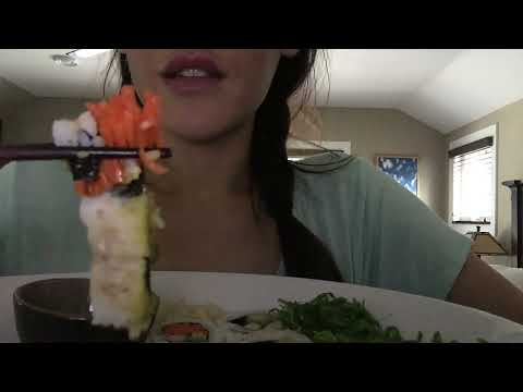 ASMR Eating Sounds  Sushi and Seaweed Salad