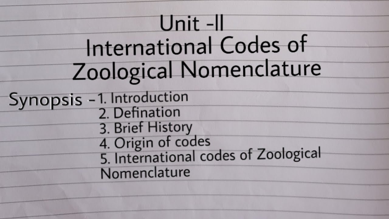 MSC Zoology ICZN International Codes Of Zoological Nomenclature in ...