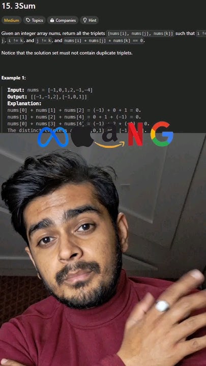 Interview Question | 3Sum Problem | Data Structure & Algorithm - YouTube