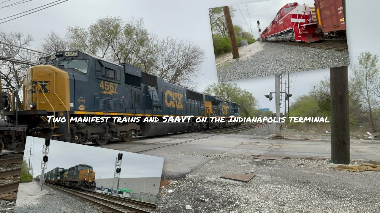 Inrd SAAVT and two Csx manifest trains on the indy terminal - YouTube