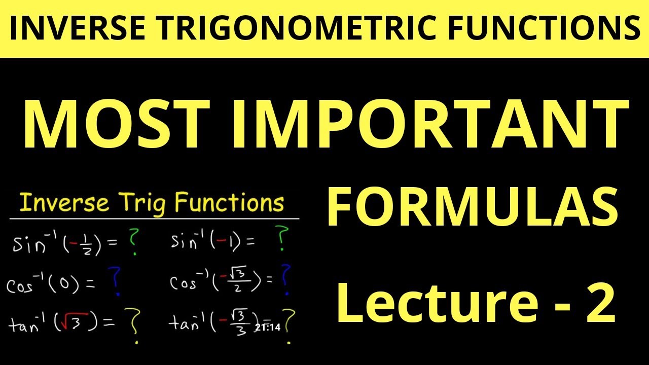 Inverse Trigonometric Fucntions | Most Important Formulas | Class - XII ...