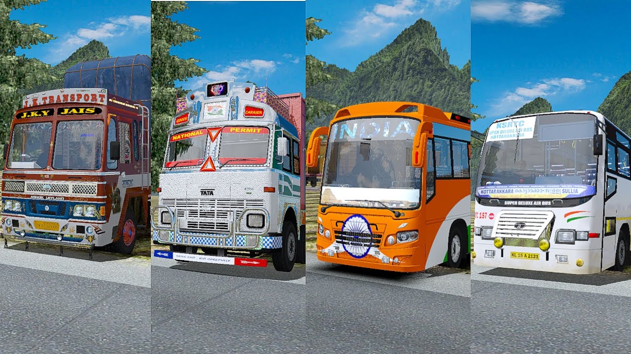 Tata & Ashok Leyland | Bus and Truck | Drive on Road | Lorry Bus Video ...