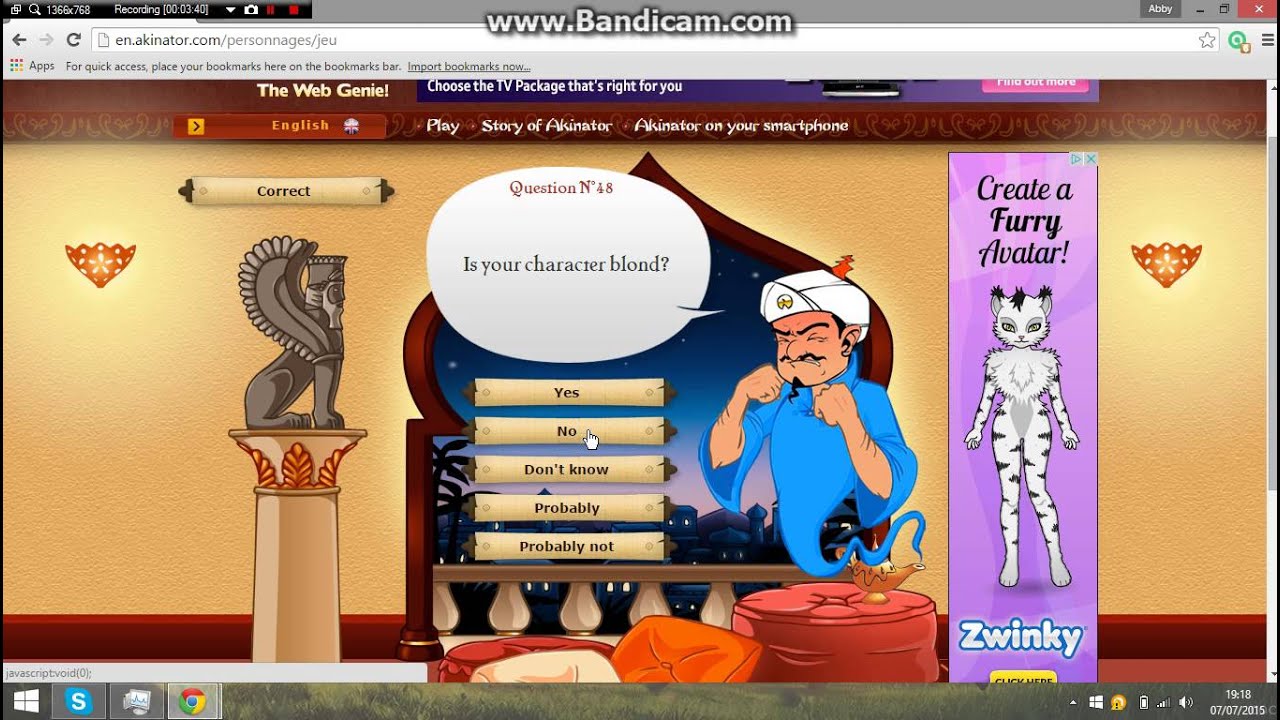 I DEFEATED THE AKINATOR! 1 - YouTube