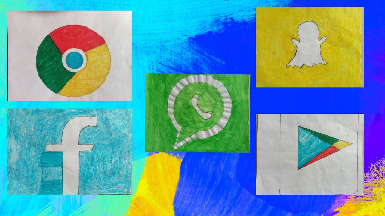 How To Draw Social Media App Drawing || Croma , Sanpchat , Facebook ...