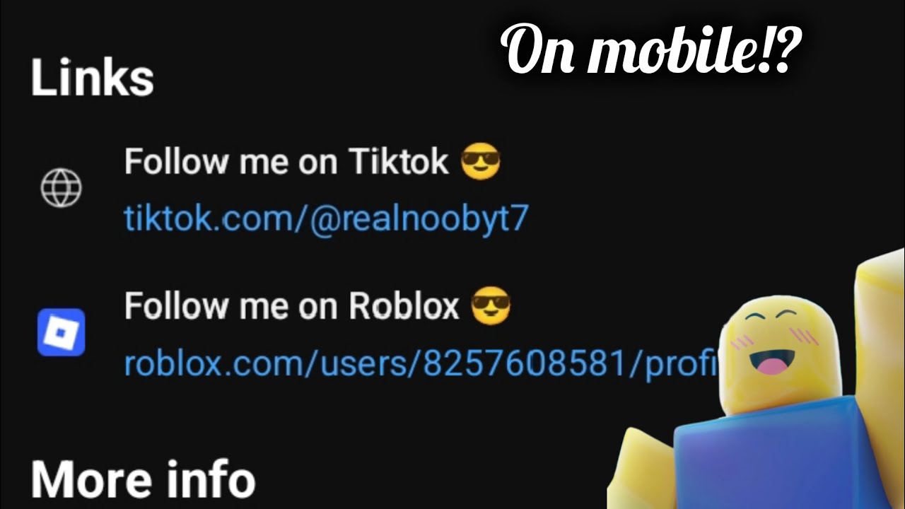 How to add your Roblox profile link in your YouTube channel on Mobile ...