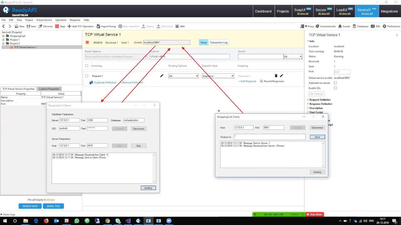 TCP virtualization with SmartBear ReadyAPI ServiceV Pro - YouTube