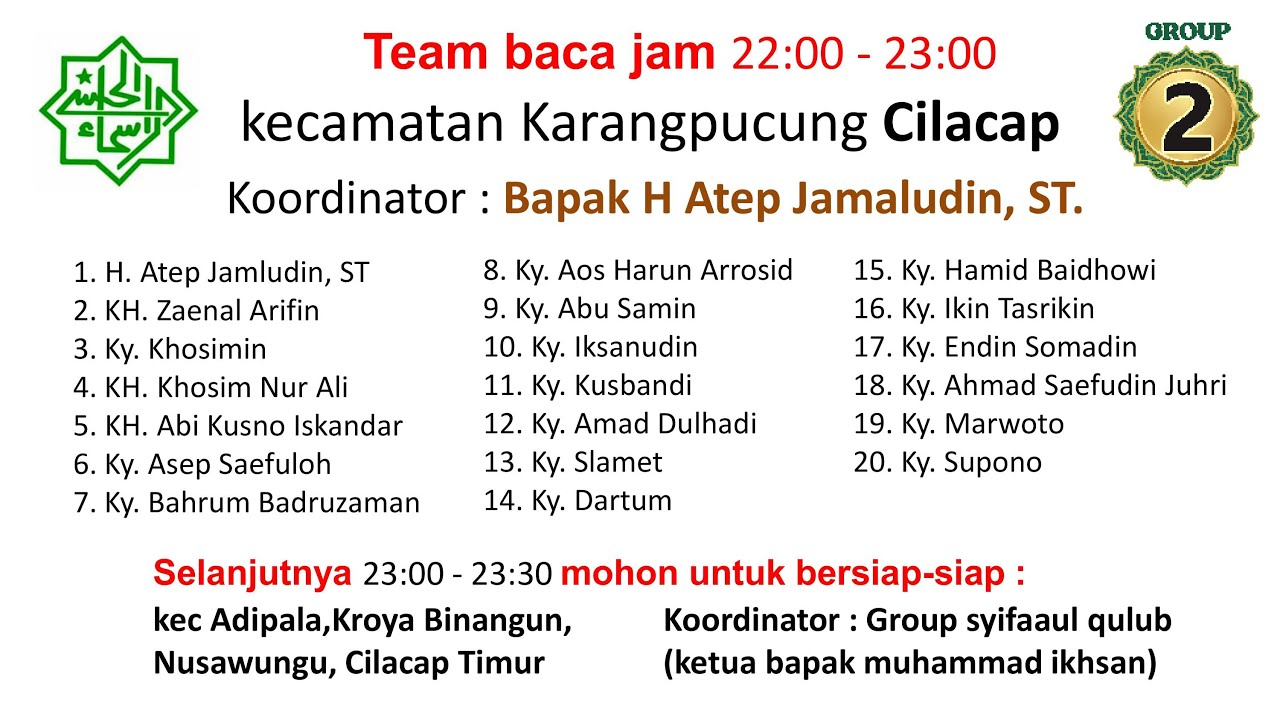 TIM BACA GROUP 2 DARI KECAMATAN KARANG PUCUNG CILACAP - MUJAHADAH 1000x ...