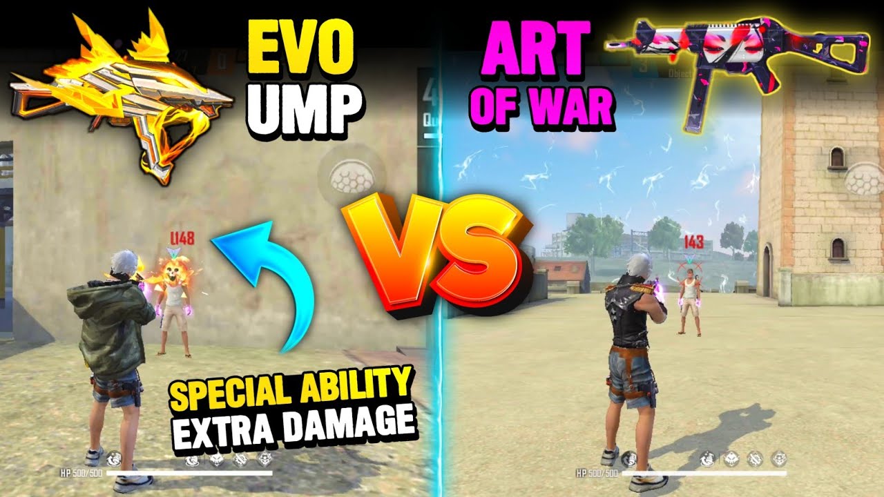 EVO UMP SKIN ABILITY TEST IN FREE FIRE | BOOYAH DAY EVO UMP VS ART OF ...