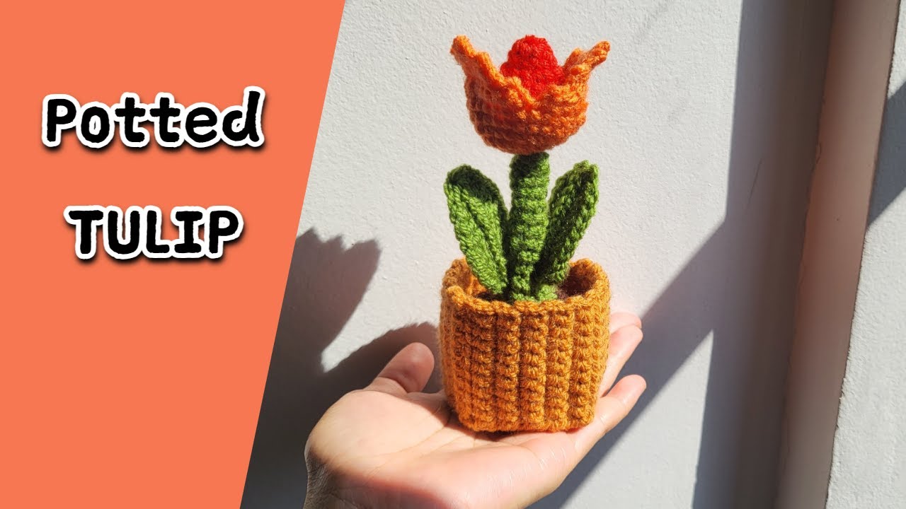 How to Crochet a potted Tulip🌷Inspired Minecraft - YouTube