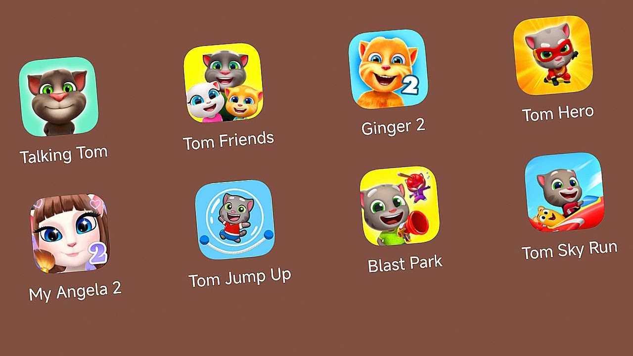 Talking Tom 1,Talking Tom Friends,Talking Ginger 2,Tom Hero Dash,My ...