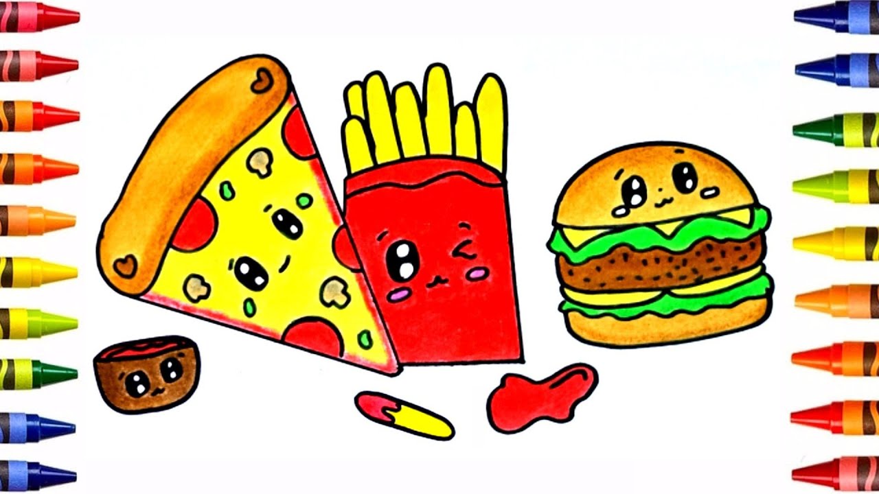 How to Draw Fast Food Easy| Fast Food Easy Drawing| Draw Step by Step ...