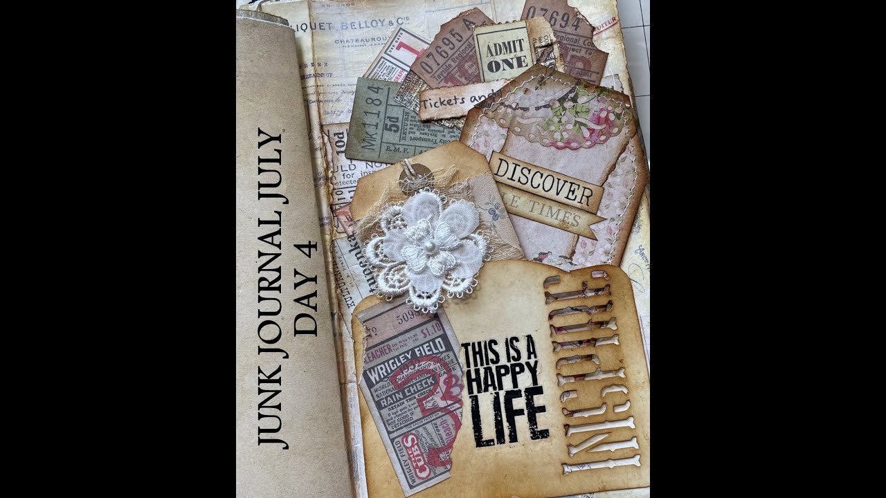 Junk Journal July - 4 Tickets and Tags - YouTube