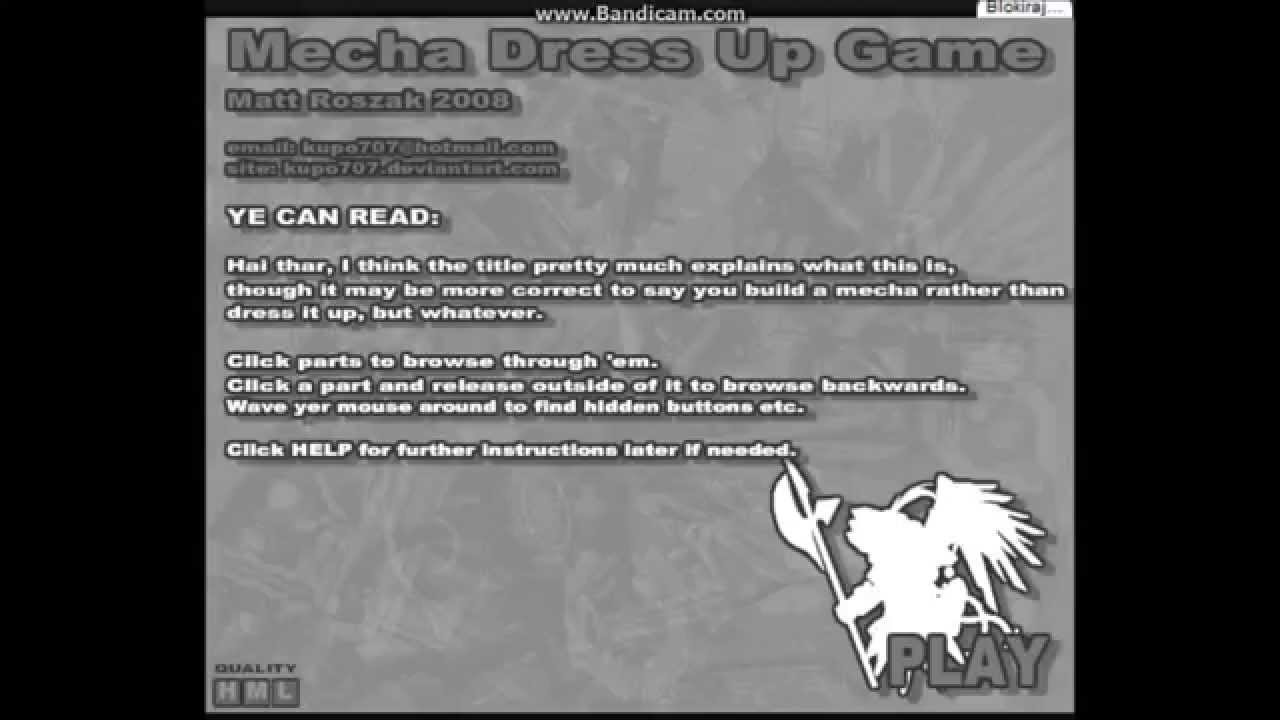 Let's play mecha dress up game(discription) - YouTube