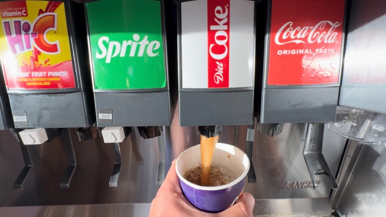 Compilation of Soda Drink Refills at Soda Fountains POV ASMR Coke Dr ...
