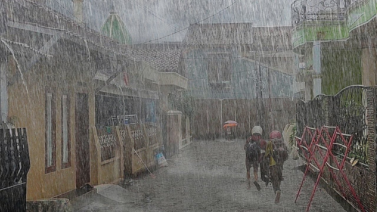 Super heavy rain, strong wind and thunder, Sleep instantly with the ...