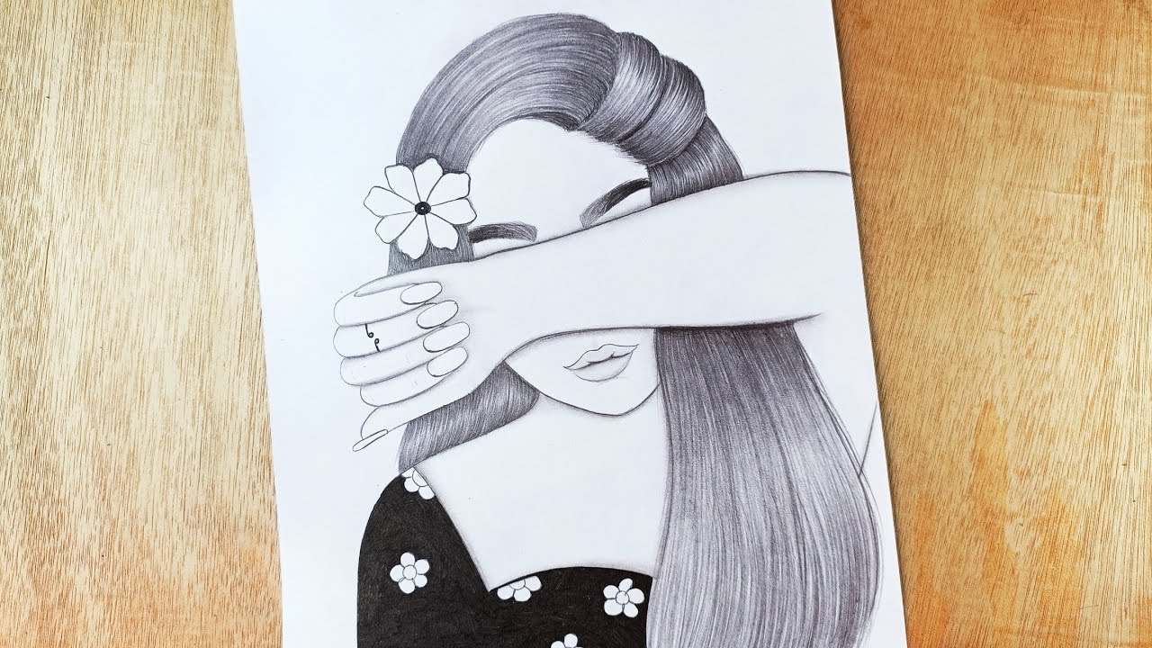 hidden face drawing Step by step || girl drawing || drawing girl ...