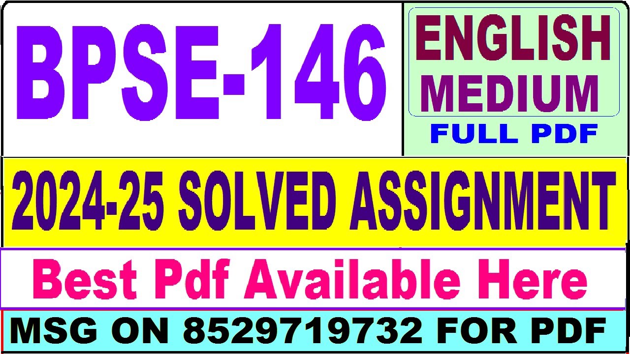 BPSE 146 solved assignment 2024-25 || bpse 146 solved assignment 2025 ...