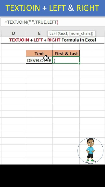 TEXTJOIN + LEFT + RIGHT Formula In Excel #excel #exceltips #exceltutorial #msexcel # ...