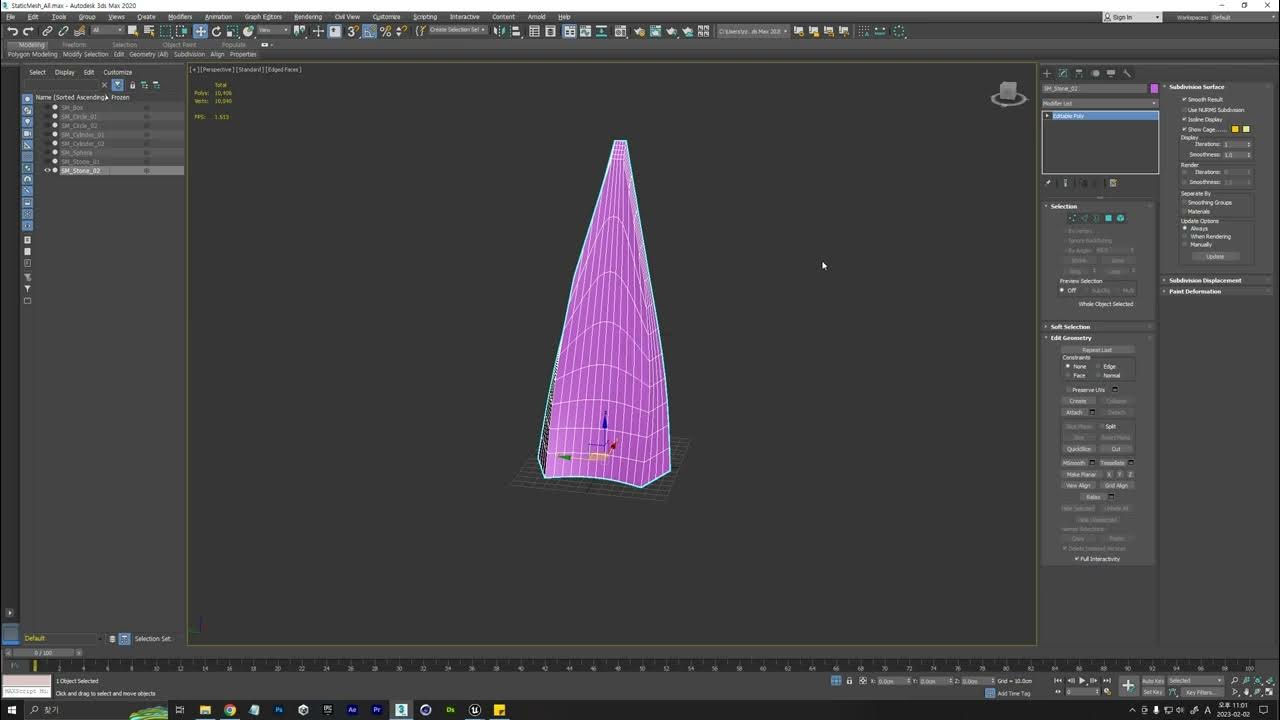 3ds Max Mesh Smooth로 로우폴리 메쉬 모양 그대로 하이폴리로 만들기 - YouTube