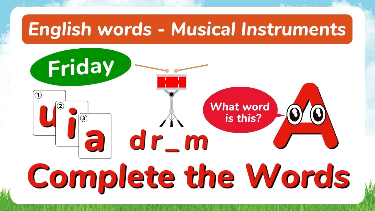 Musical Instruments | English Words [Complete the Words 2] - YouTube