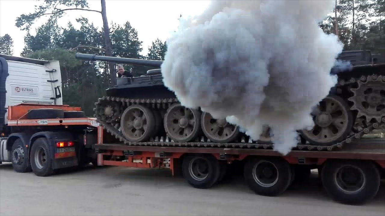 TANK T55 AM Merida Start engine and ride the tow truck - YouTube