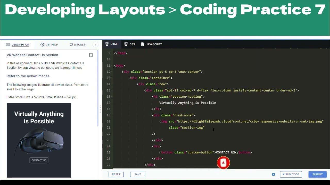 Coding Practice 7 | Developing Layouts | VR Website Contact Us Section| #nxtwave #ccbp - YouTube