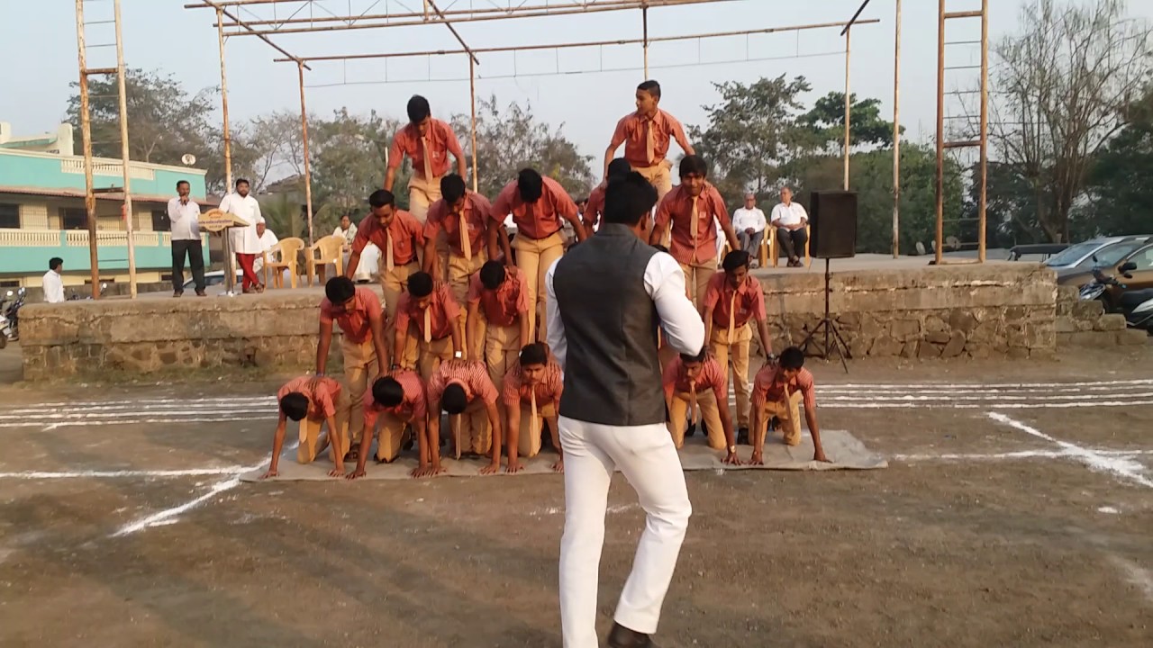 human pyramid dnyandeep school karave - YouTube