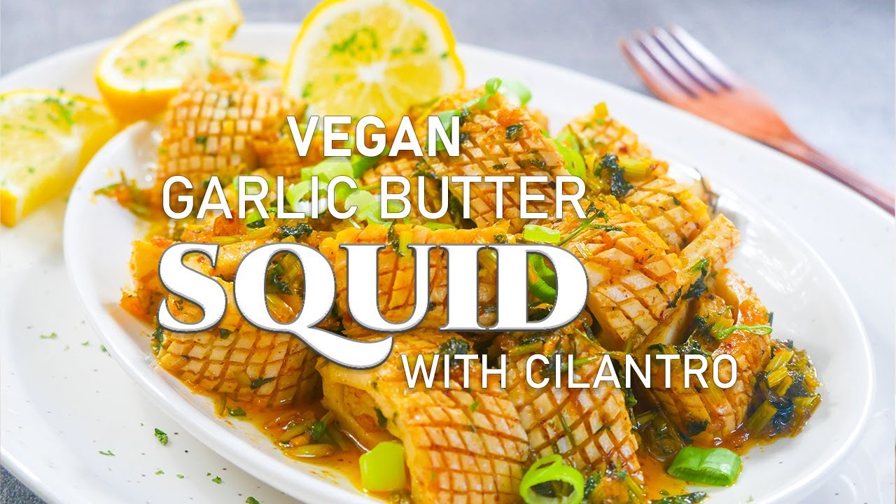 How to make VEGAN Garlic Butter Squid with Cilantro // while watching ...