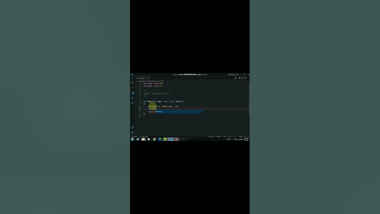 Use `getch` function in C/C++ #programming #fypシ゚viral #programminglanguage #shorts - YouTube