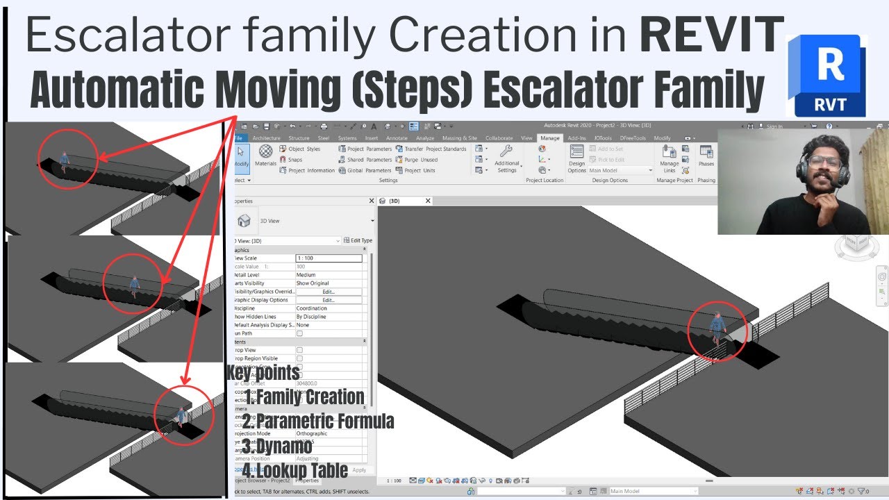 Escalator family Creation in REVIT | Automatic Moving (Steps) Escalator RFA - YouTube