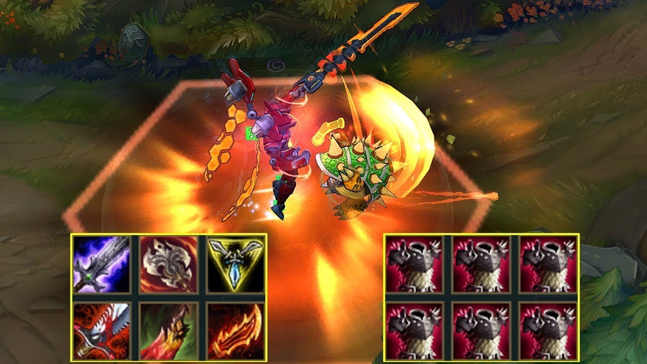 LOL Funny : AATROX Full Damage vs 6x THORNMAIL RAMMUS Full Build ...