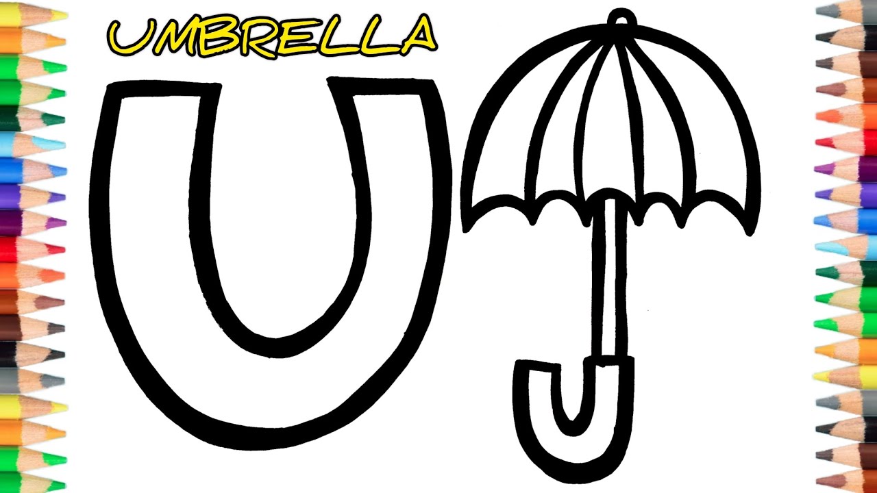 Kids ABC learning and drawing| Letter U for Umbrella art and learn ...