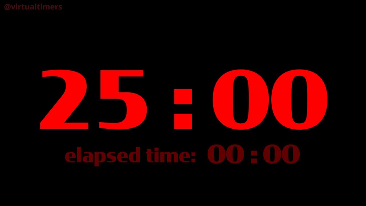 25 Minutes - Red Countdown Timer with Alarm, Time Markers / Chapters ...