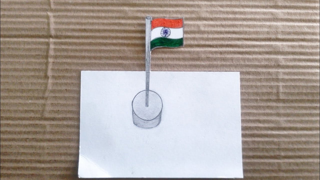 republic day drawing flag / how to draw flag easy / scenery drawing ...