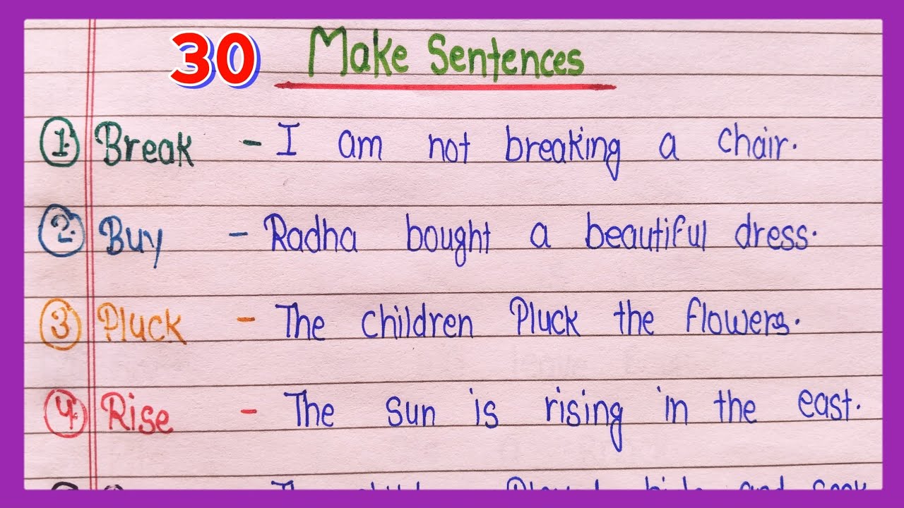 Make sentences in English From 30 words || How to make sentences ...