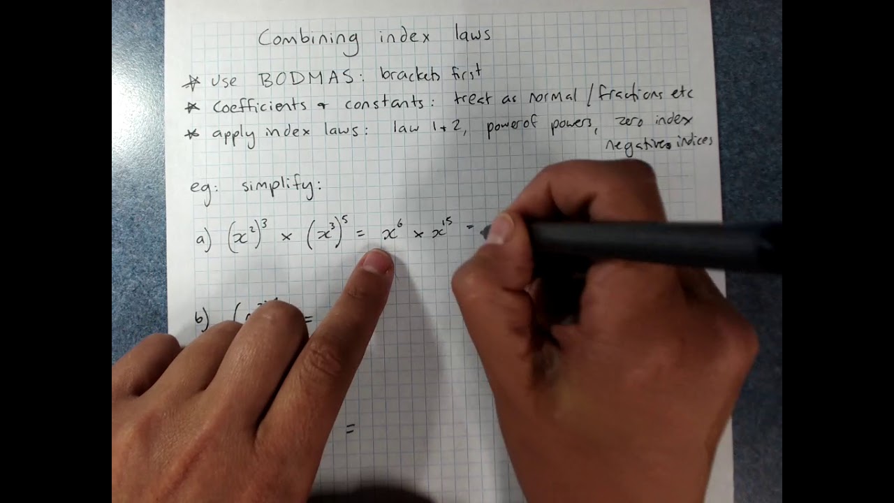 Combining index laws - YouTube
