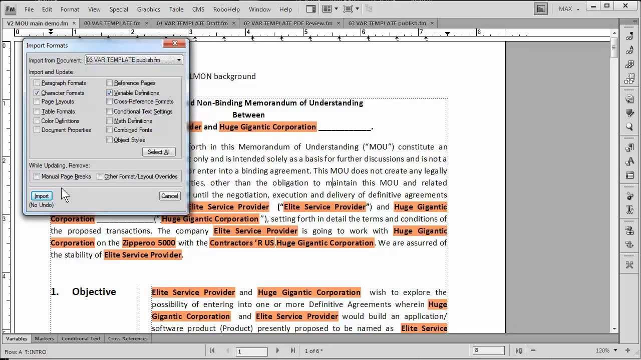 FrameMaker for Word: Redefine User Variables with Templates - YouTube