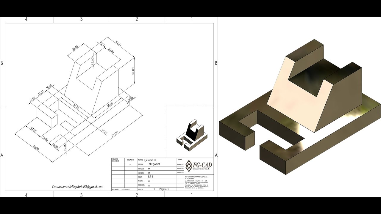 Tutorial de Solidworks Ejercicio 17 MODELAR PIEZAS MECANICAS - YouTube