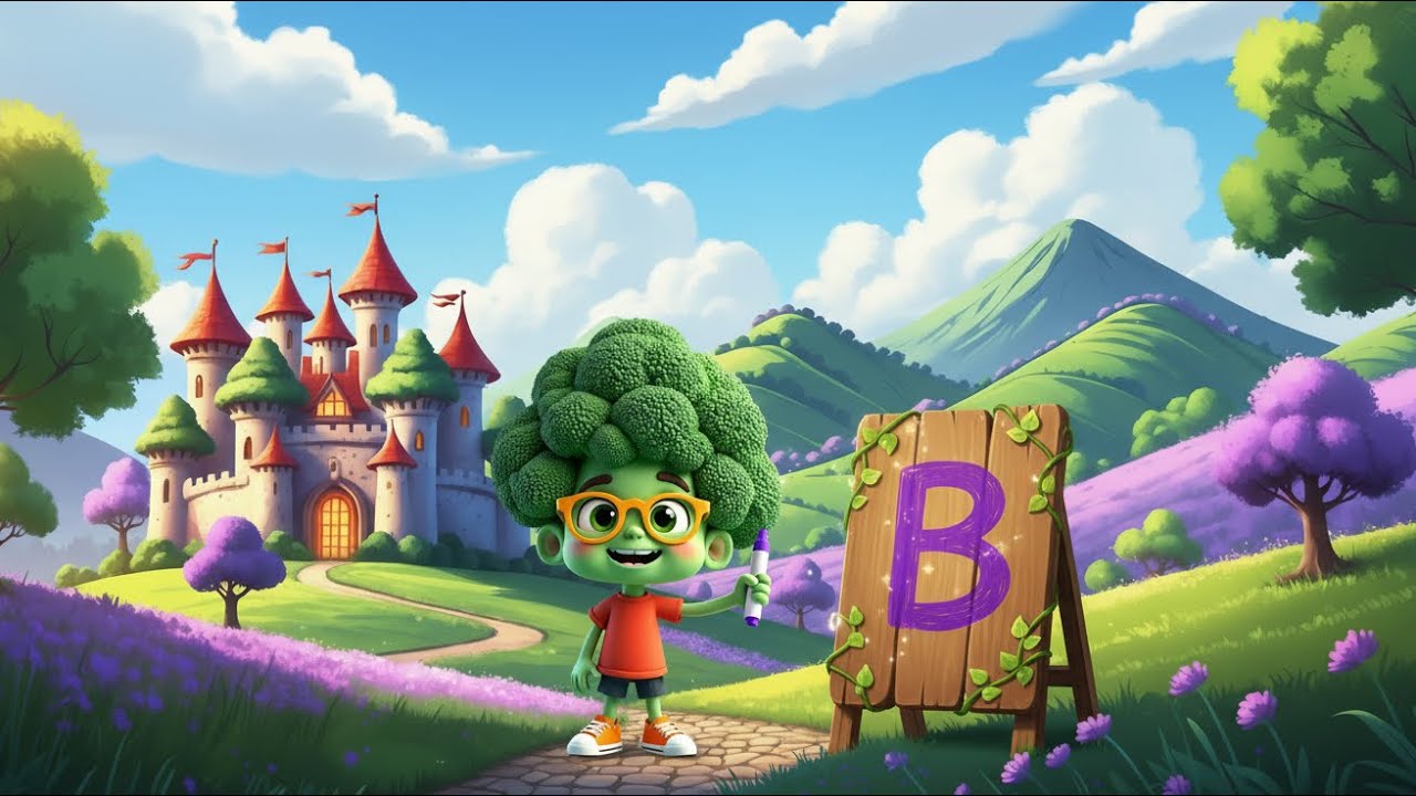 Alphabet learning with Coloring Fun: B is for Broccoli 🥦 - YouTube