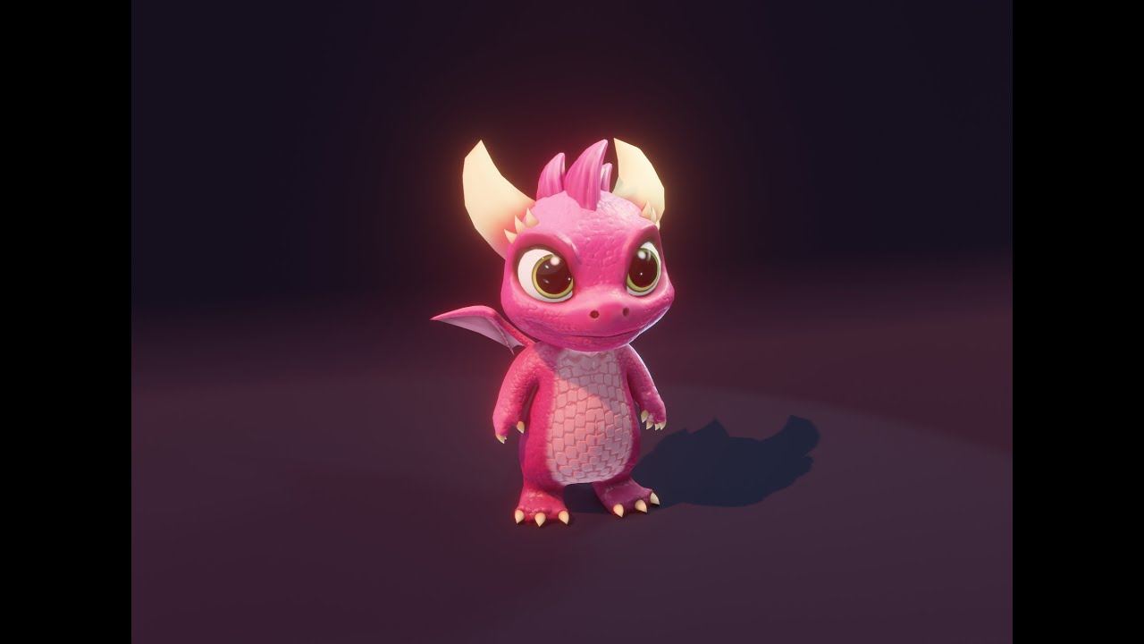 Cartoon Baby Dragon 3d Model (Pink) [Turnaround] - YouTube
