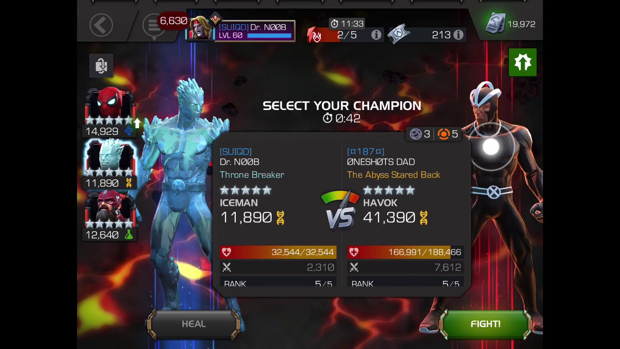 MCOC AW Pre Season 19 - Iceman vs. Unlimited Power Mini-Boss Havok ...